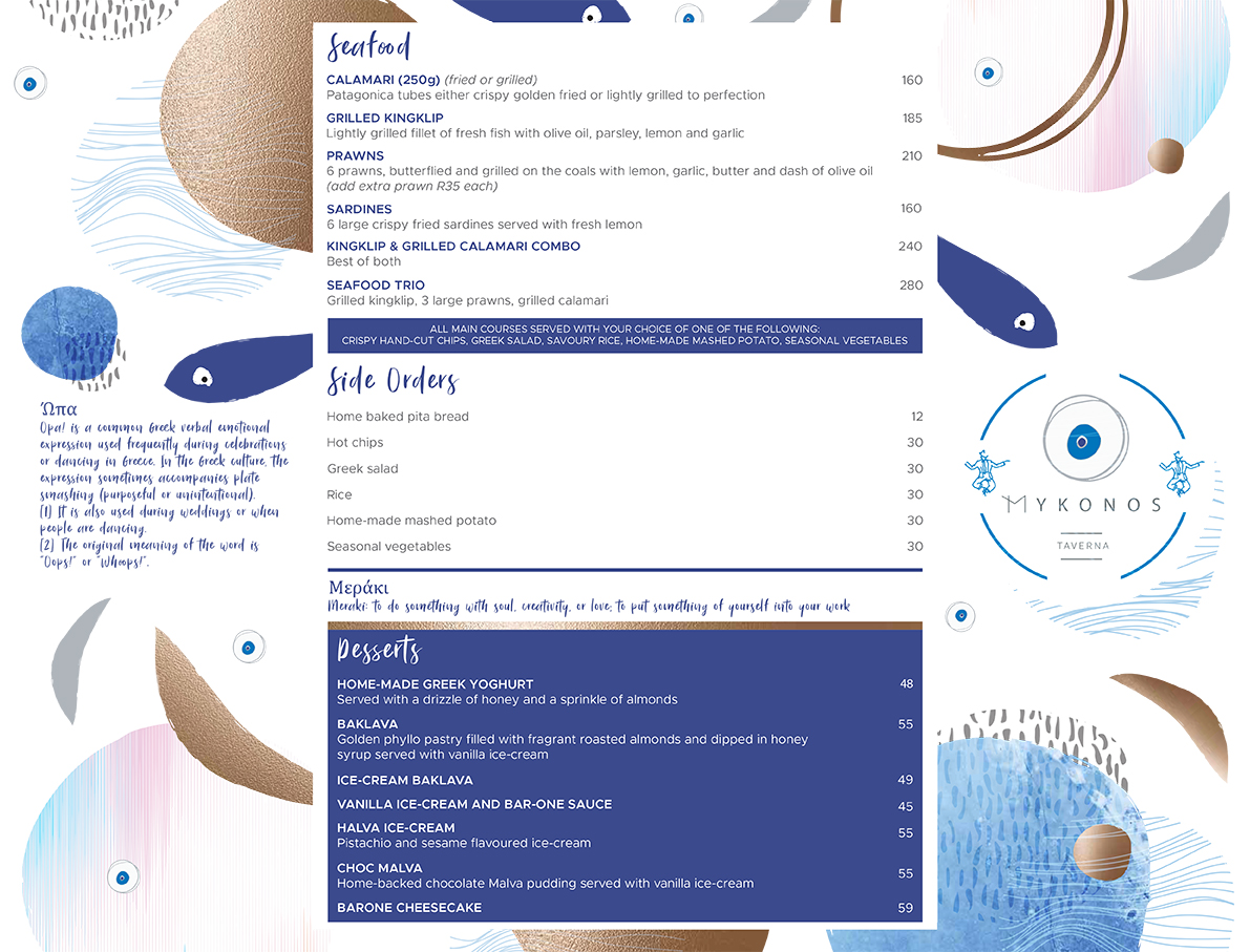 Our Menu – Mykonos Taverna – Greek Restaurant Sea Point